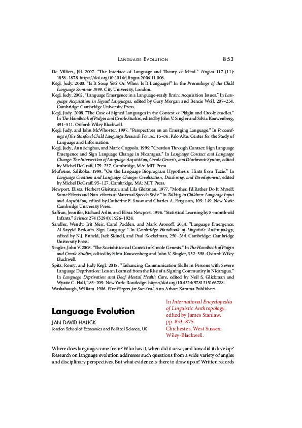 (PDF) Language Evolution