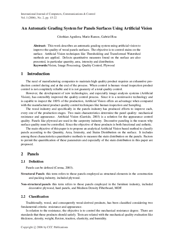 (PDF) An Automatic Grading System for Panels Surfaces Using Artificial ...