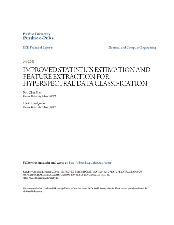 (PDF) Improved statistics estimation and feature extraction for hyperspectral data classification