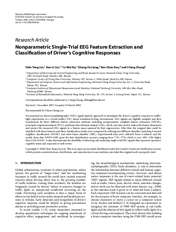 (PDF) EEG Analysis of Driver's Cognitive Responses