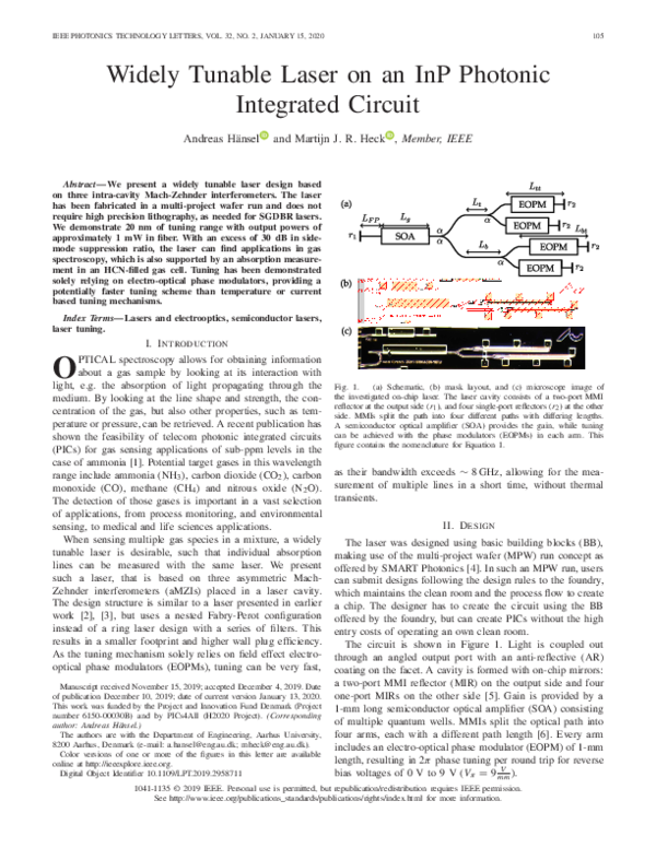 (PDF) Widely Tunable Laser on an InP Photonic Integrated Circuit