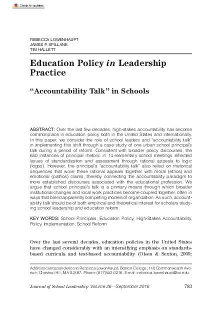 (PDF) Education Policy in Leadership Practice