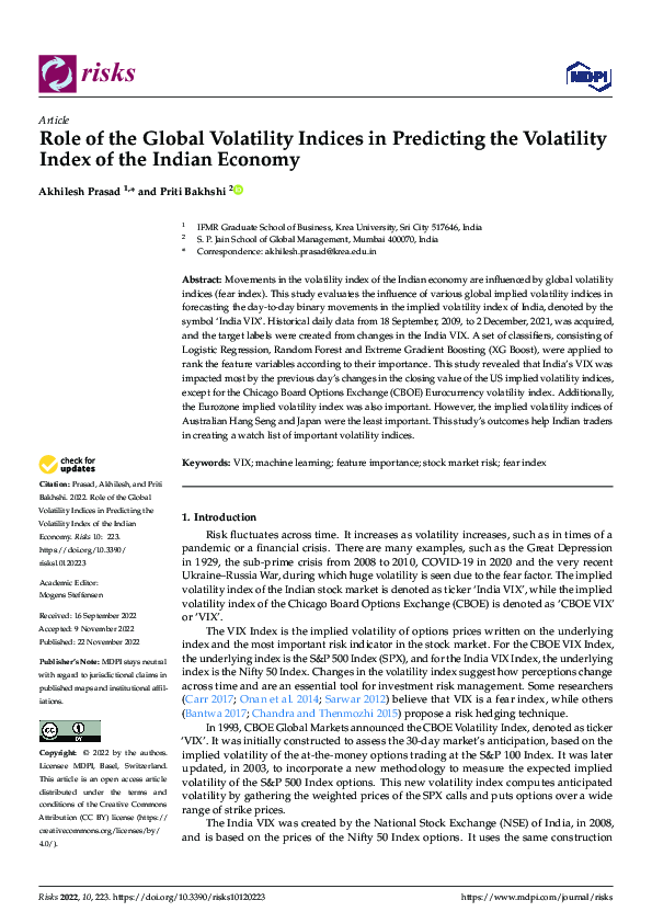 (PDF) Role of the Global Volatility Indices in Predicting the ...
