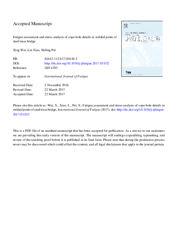(PDF) Fatigue assessment and stress analysis of cope-hole details in ...