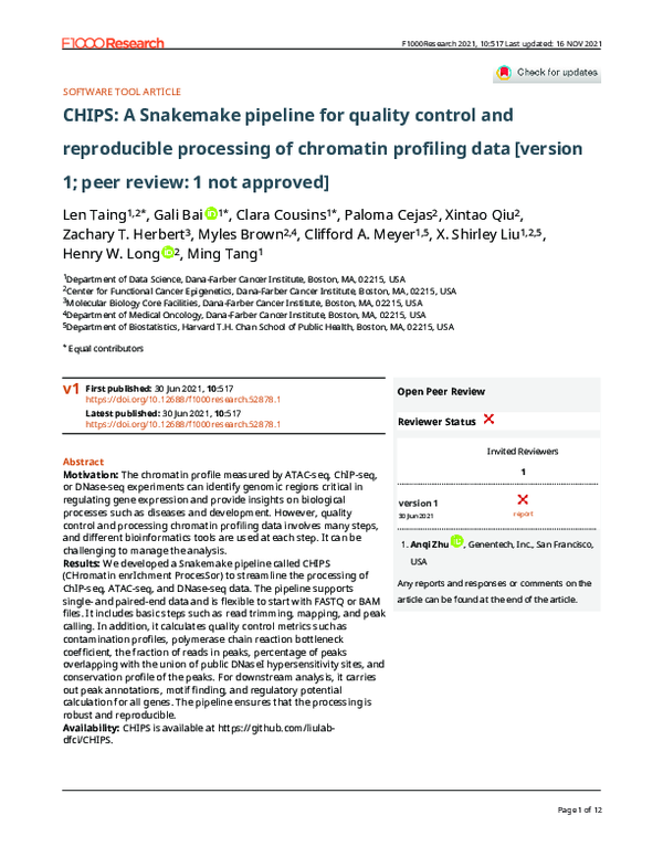 (PDF) CHIPS: A Snakemake pipeline for quality control and reproducible processing of chromatin ...