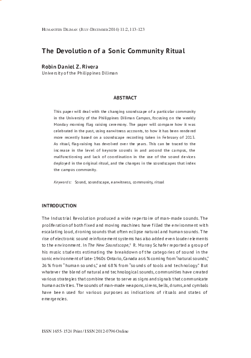 (PDF) The Devolution of a Sonic Community Ritual