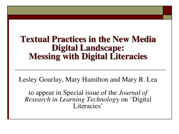 (PDF) Jisc Digital Literacy Webinar: Textual Practices in the New Media ...