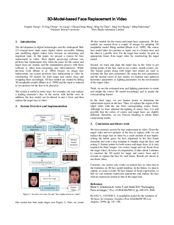 (PDF) 3D-model-based face replacement in video