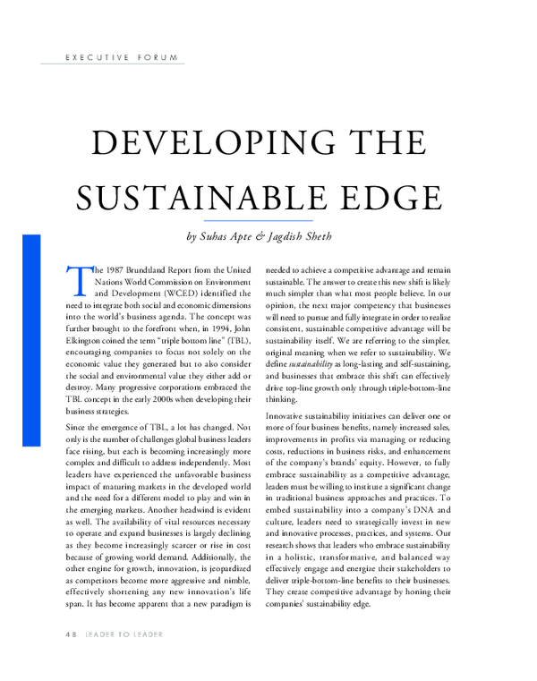 Pdf Developing The Sustainable Edge