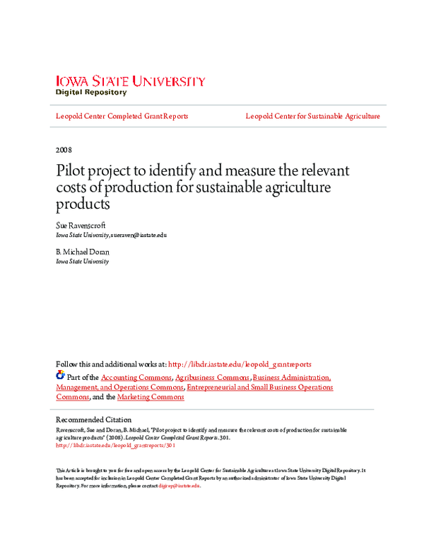 (PDF) Pilot project to identify and measure the relevant costs of ...