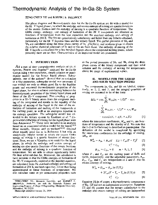 (PDF) Thermodynamic analysis of the In-Ga-Sb system