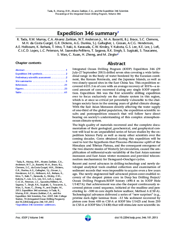 (PDF) Expedition 346 summary