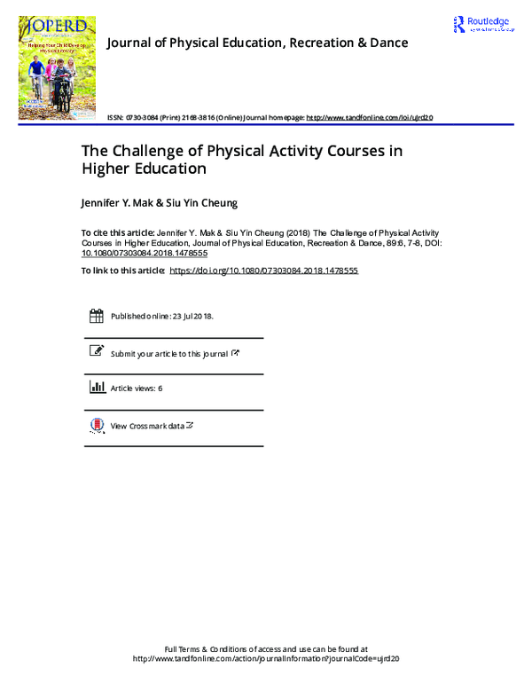 (PDF) The Challenge of Physical Activity Courses in Higher Education