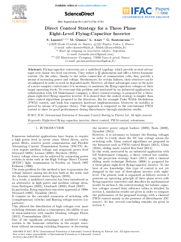 Pdf Direct Control Strategy For A Three Phase Eight Level Flying Capacitor Inverter