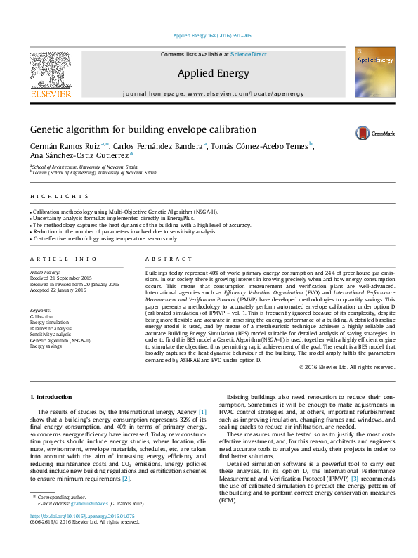 (PDF) Genetic algorithm for building envelope calibration