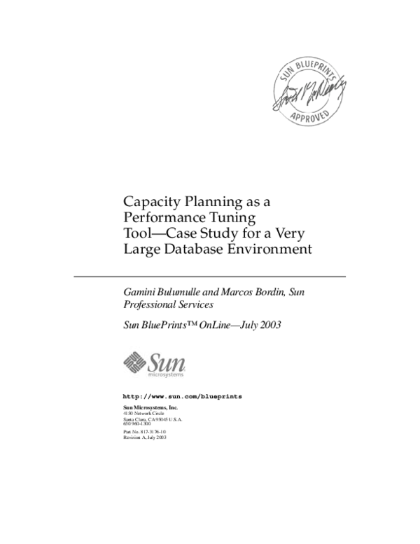 (PDF) Capacity Planning as a Performance Tuning Tool — Case Study for a ...