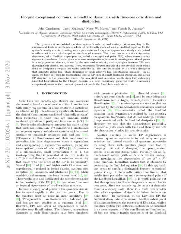 (PDF) Floquet exceptional contours in Lindblad dynamics with time-periodic drive and dissipation