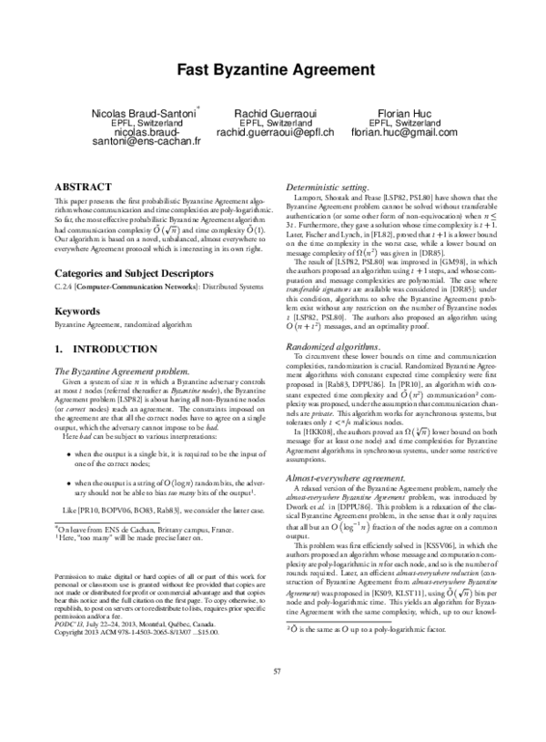 (PDF) Fast byzantine agreement