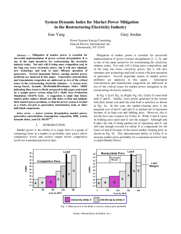 (PDF) System dynamic index for market power mitigation in the restructuring electricity industry