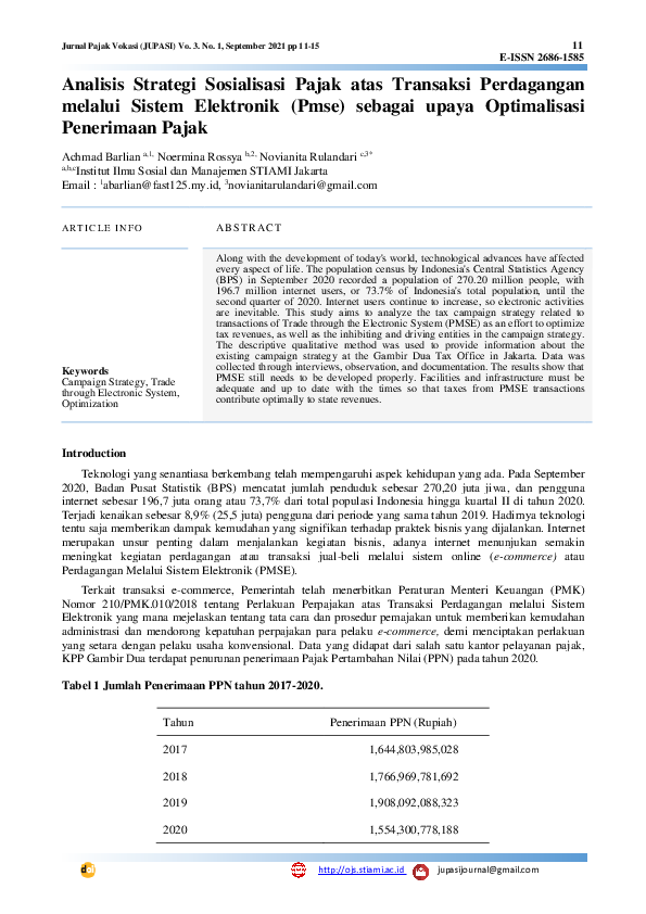 (PDF) Analisis Strategi Sosialisasi Pajak atas Transaksi Perdagangan melalui Sistem Elektronik ...