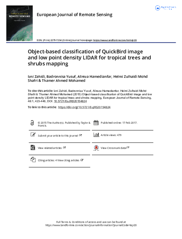 Pdf Object Based Classification Of Quickbird Image And Low Point Density Lidar For Tropical
