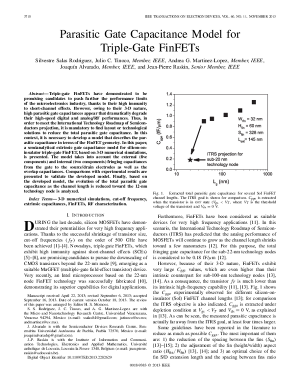 Pdf Parasitic Gate Capacitance Model For Triple Gate Finfets
