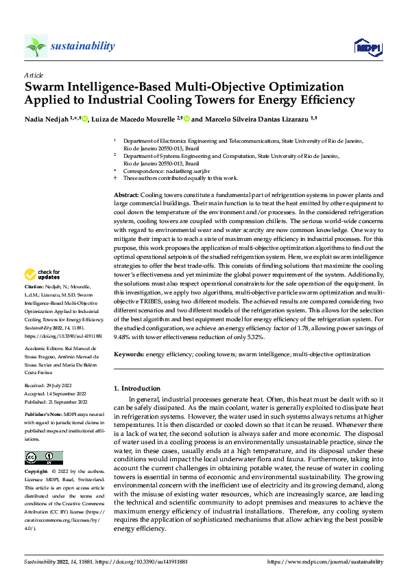 Pdf Swarm Intelligence Based Multi Objective Optimization Applied To