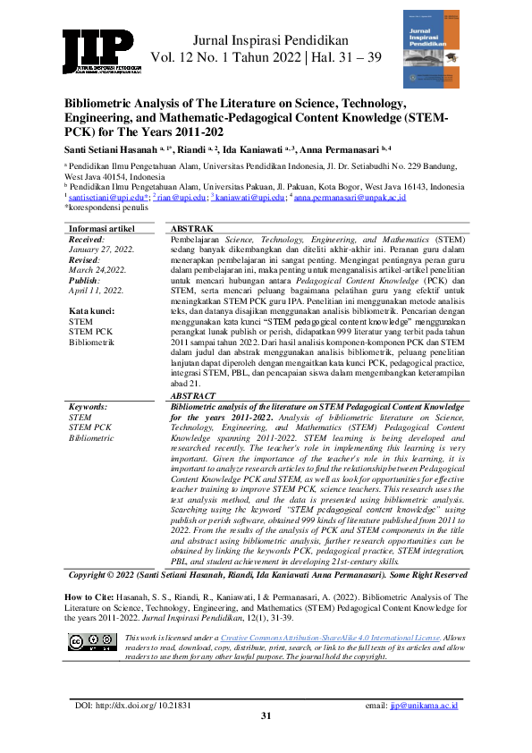 (PDF) Bibliometric Analysis of The Literature on Science, Technology ...
