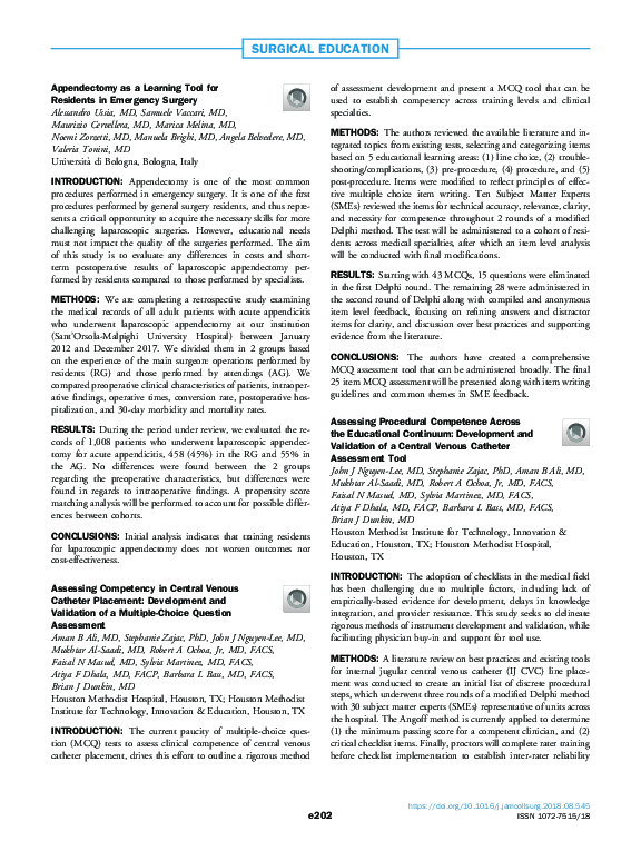 (PDF) Appendectomy as a Learning Tool for Residents in Emergency Surgery