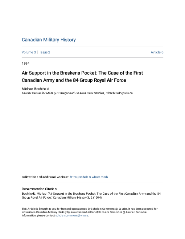 (PDF) Air Support in the Breskens Pocket: The Case of the First ...