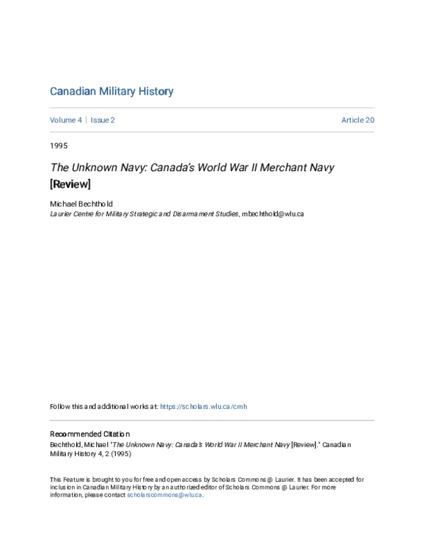 (PDF) The Unknown Navy: Canada s World War II Merchant Navy [Review]