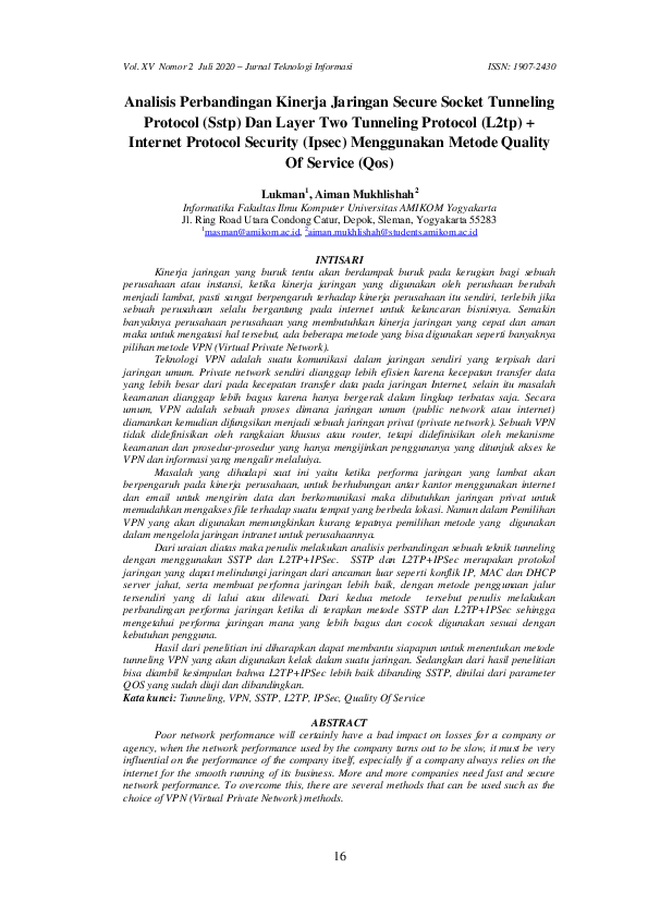 (PDF) Analisis Perbandingan Kinerja Jaringan Secure Socket Tunneling ...