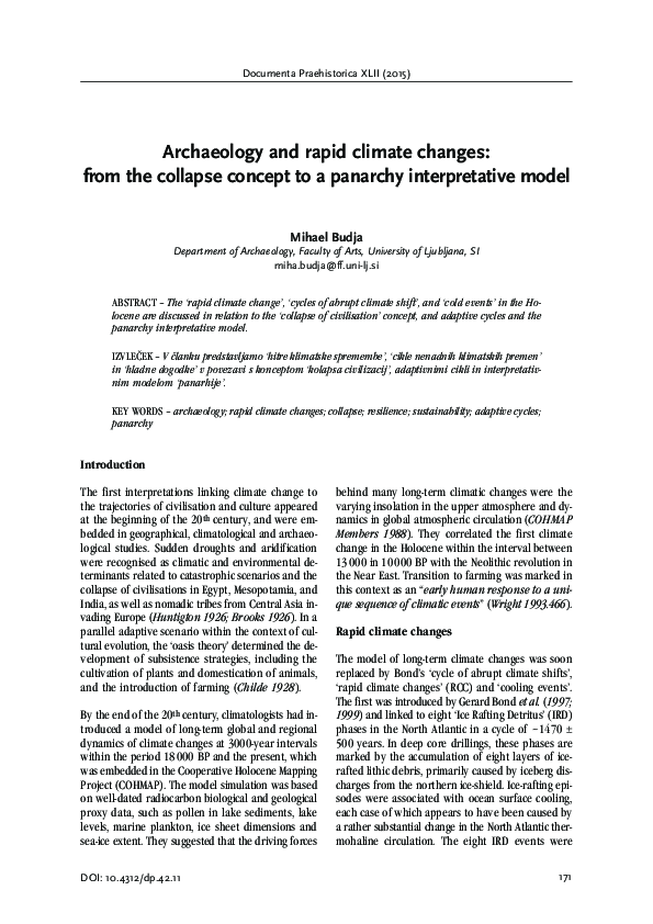 (PDF) Climate Change and Civilisation Collapse: A Panarchy Model