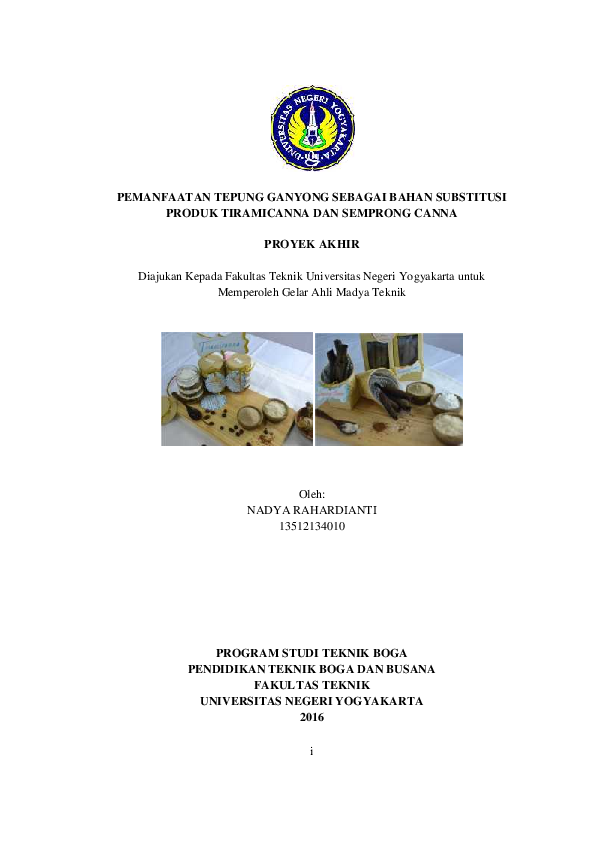 (PDF) Substitusi Tepung Ganyong Pada Produk Tiramicanna Dan Semprong Canna
