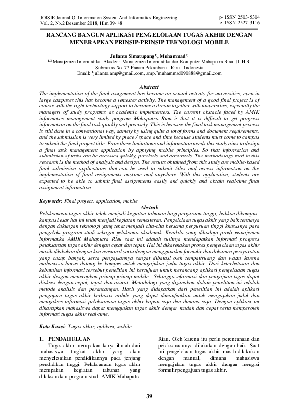 (PDF) Rancang Bangun Aplikasi Pengelolaan Tugas Akhir dengan Menerapkan ...