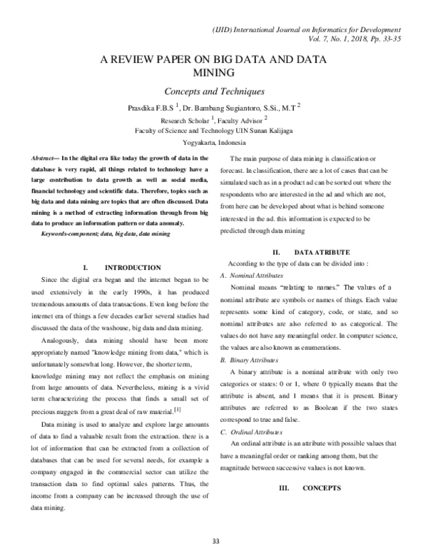 (PDF) Big Data and Data Mining: Concepts & Techniques