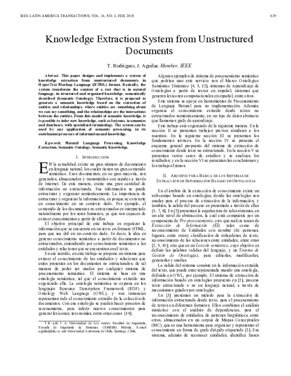 (PDF) Knowledge Extraction System from Unstructured Documents
