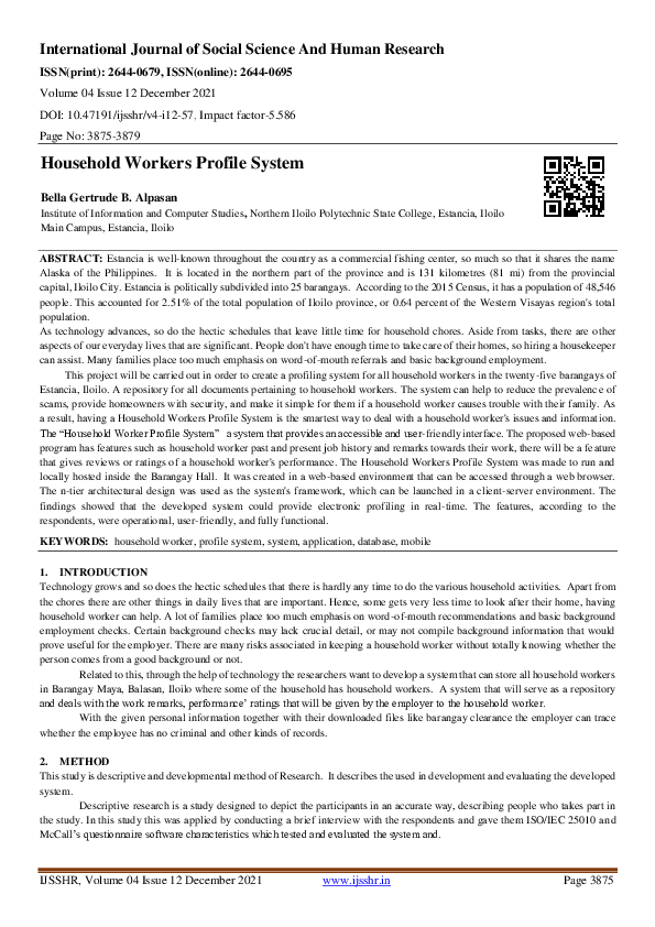 (PDF) Household Workers Profile System (PDF) Household Workers Profile System