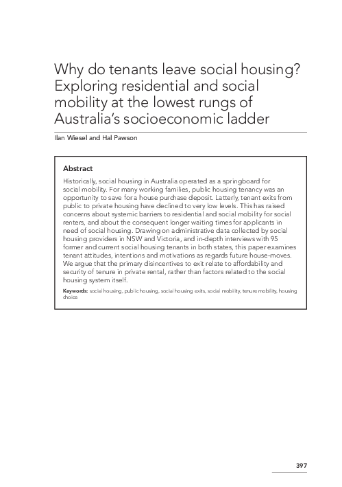 (PDF) Why do tenants leave social housing? Exploring residential and ...