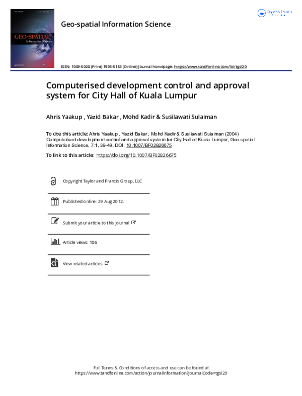 (PDF) Computerised development control and approval system for City ...