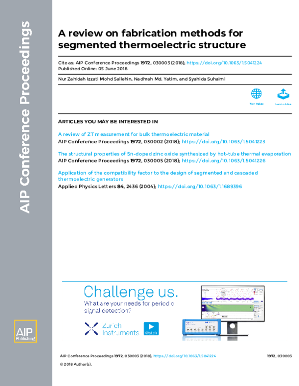 (PDF) A review on fabrication methods for segmented thermoelectric ...