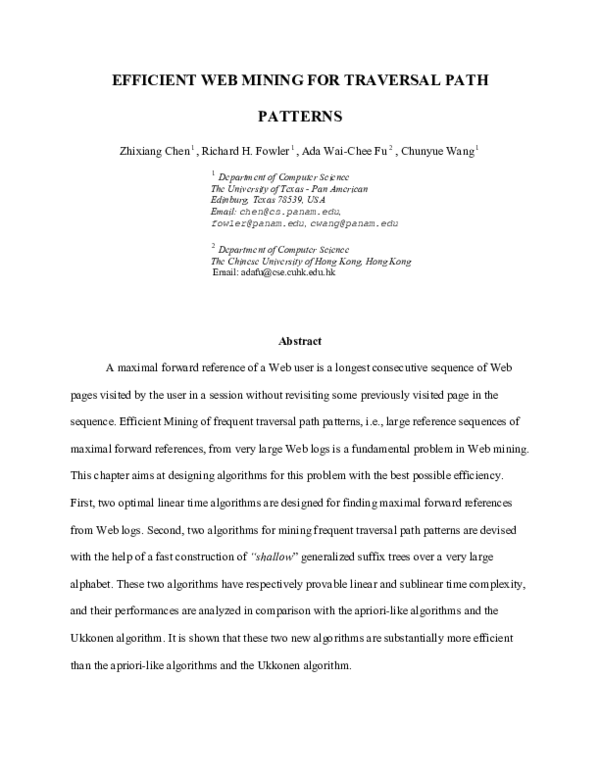 Pdf Efficient Web Mining For Traversal Path Patterns
