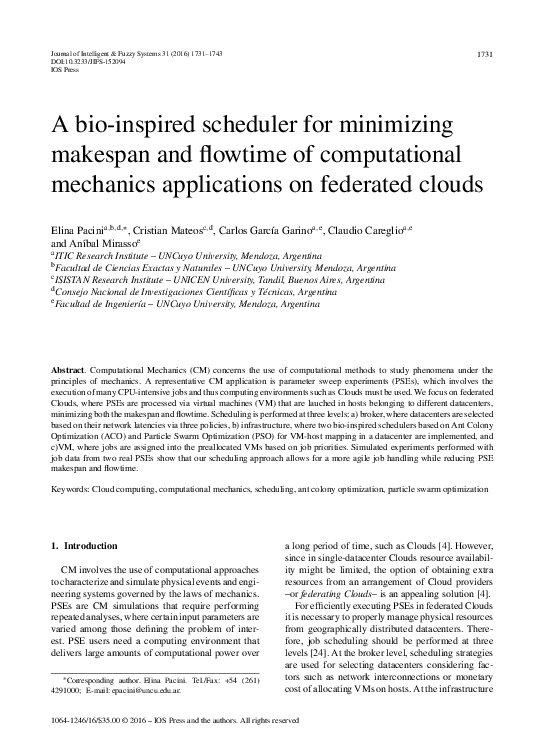Pdf Bio Inspired Scheduling For Federated Cloud Applications