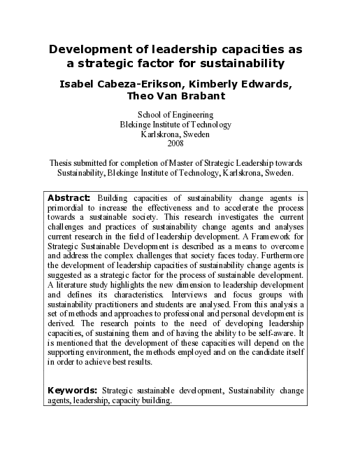 (PDF) Development of leadership capacities as a strategic factor for ...