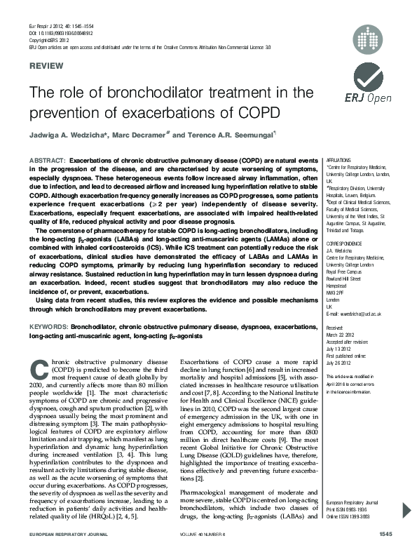 (PDF) The role of bronchodilator treatment in the prevention of ...