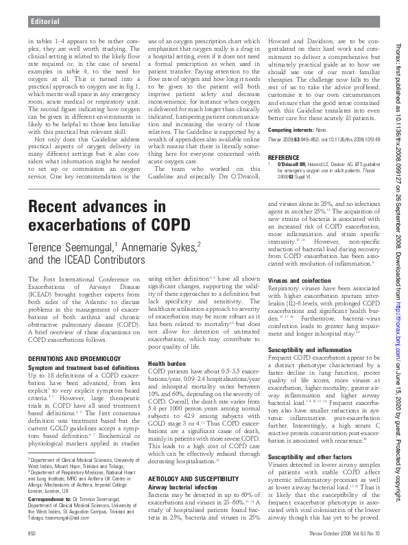 (PDF) Recent advances in exacerbations of COPD