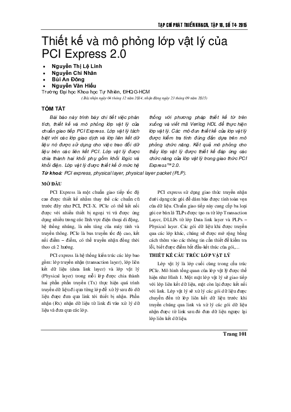 (PDF) Design and simulation of PCI Express physical layer | DONG BUI - Academia.edu