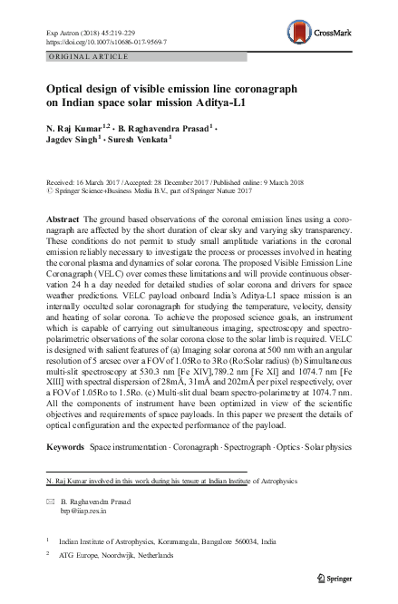 (PDF) Optical design of visible emission line coronagraph on Indian ...