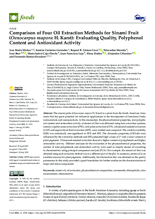 (PDF) Comparison of Four Oil Extraction Methods for Sinami Fruit ...