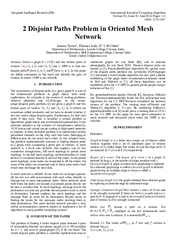(DOC) 2 Disjoint Paths Problem in Oriented Mesh Network
